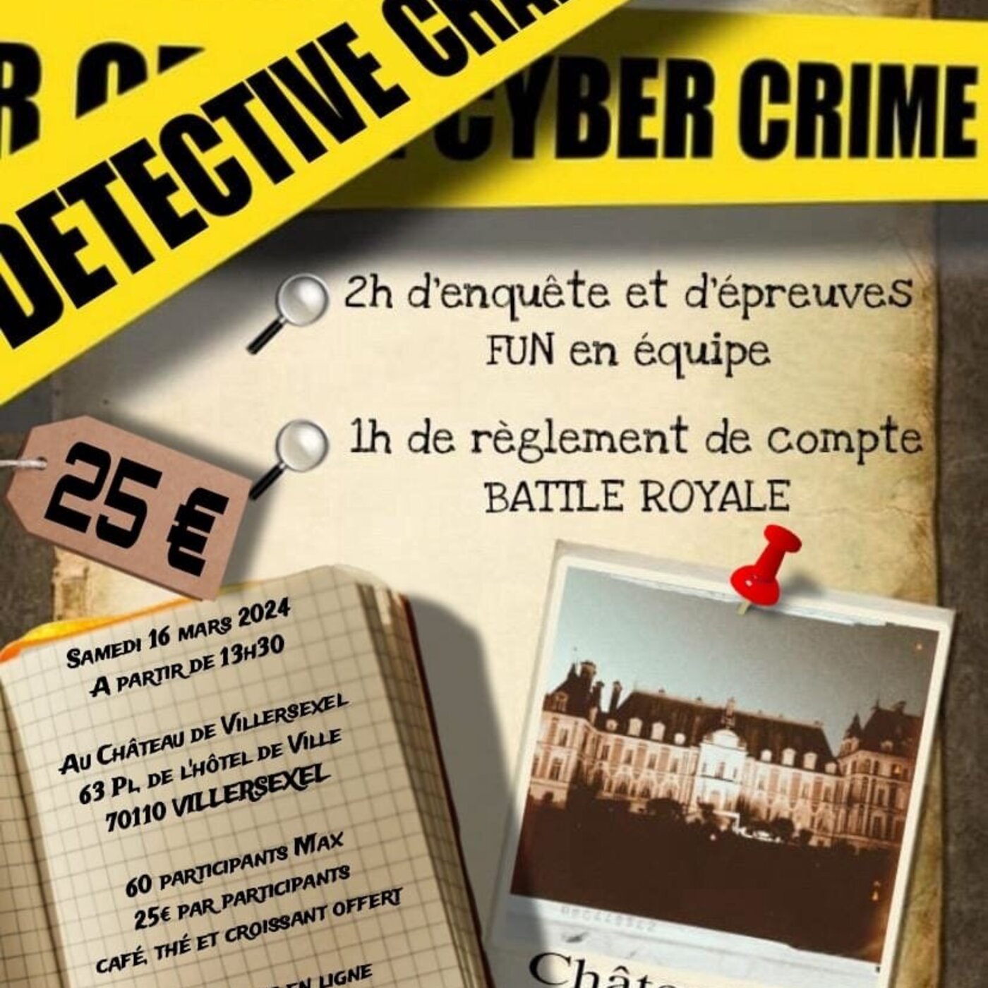 Le détective challenge c'est samedi 16 mars au Chateau de Villersexel ...
